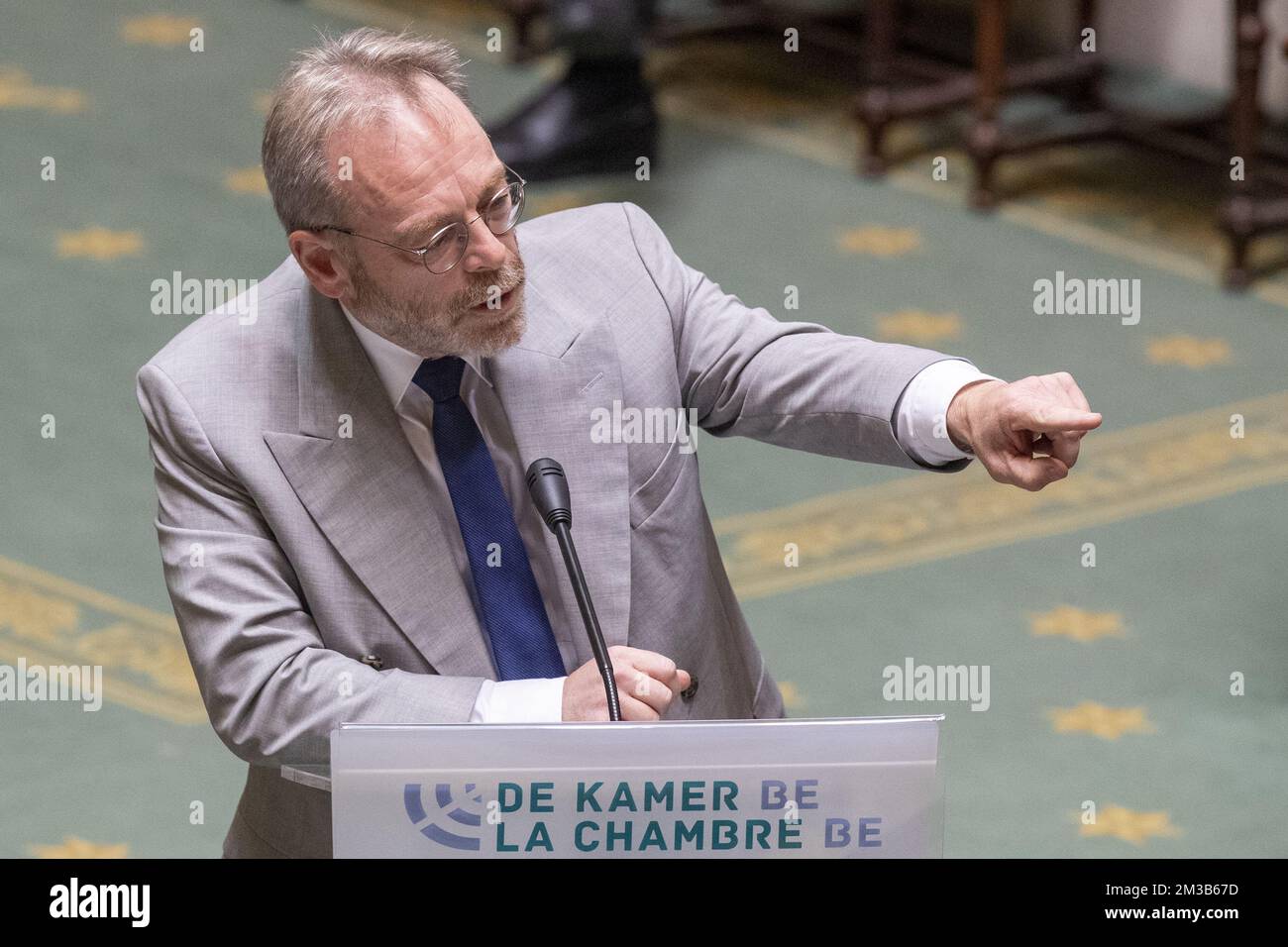 N-VA's Peter De Roover pictured during a plenary session of the Chamber ...
