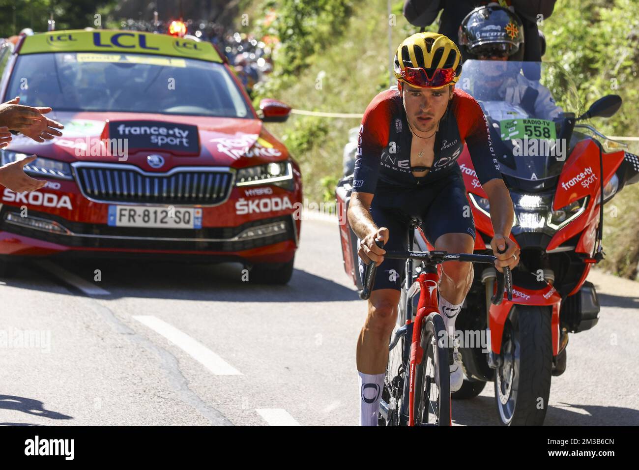British Tom Pidcock of Ineos Grenadiers pictured in action during stage ...