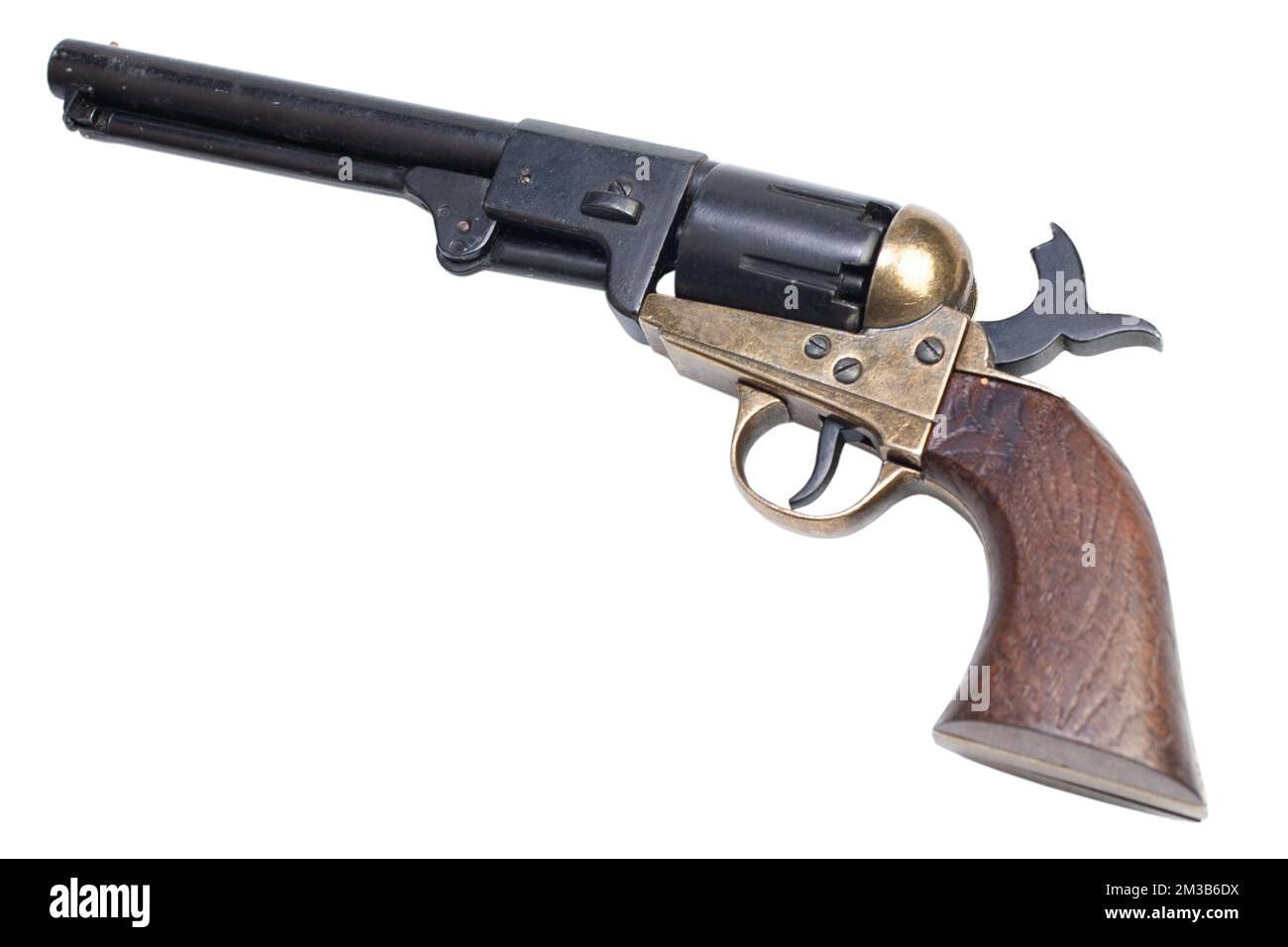 Old West Gun - Cocked and Locked Army Revolver isolated on white ...