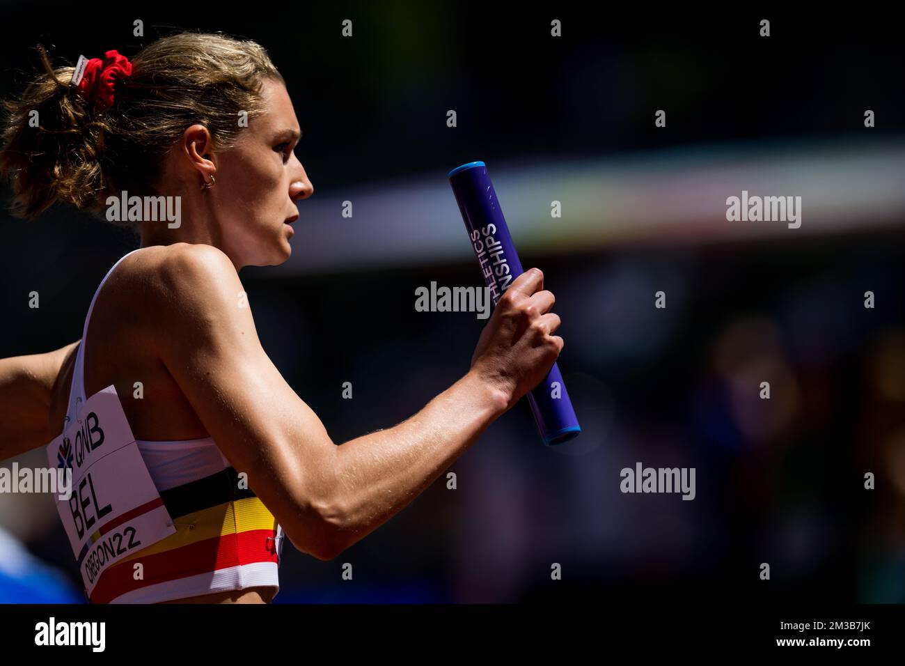 Helena Ponette pictured in action during the heats of the 4x400m mixed ...