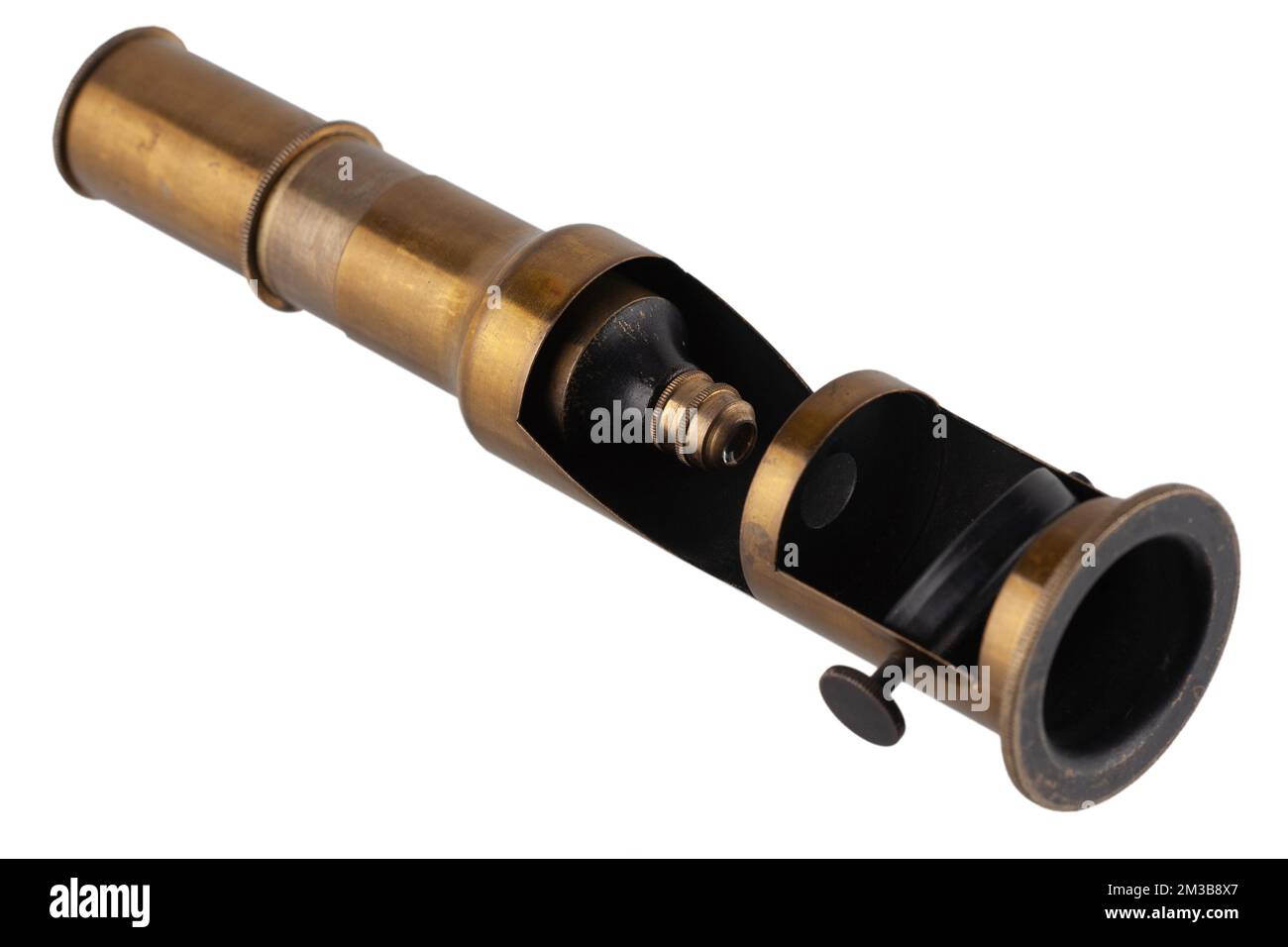 Vintage brass microscope. Small hand microscope from the 20th century ...