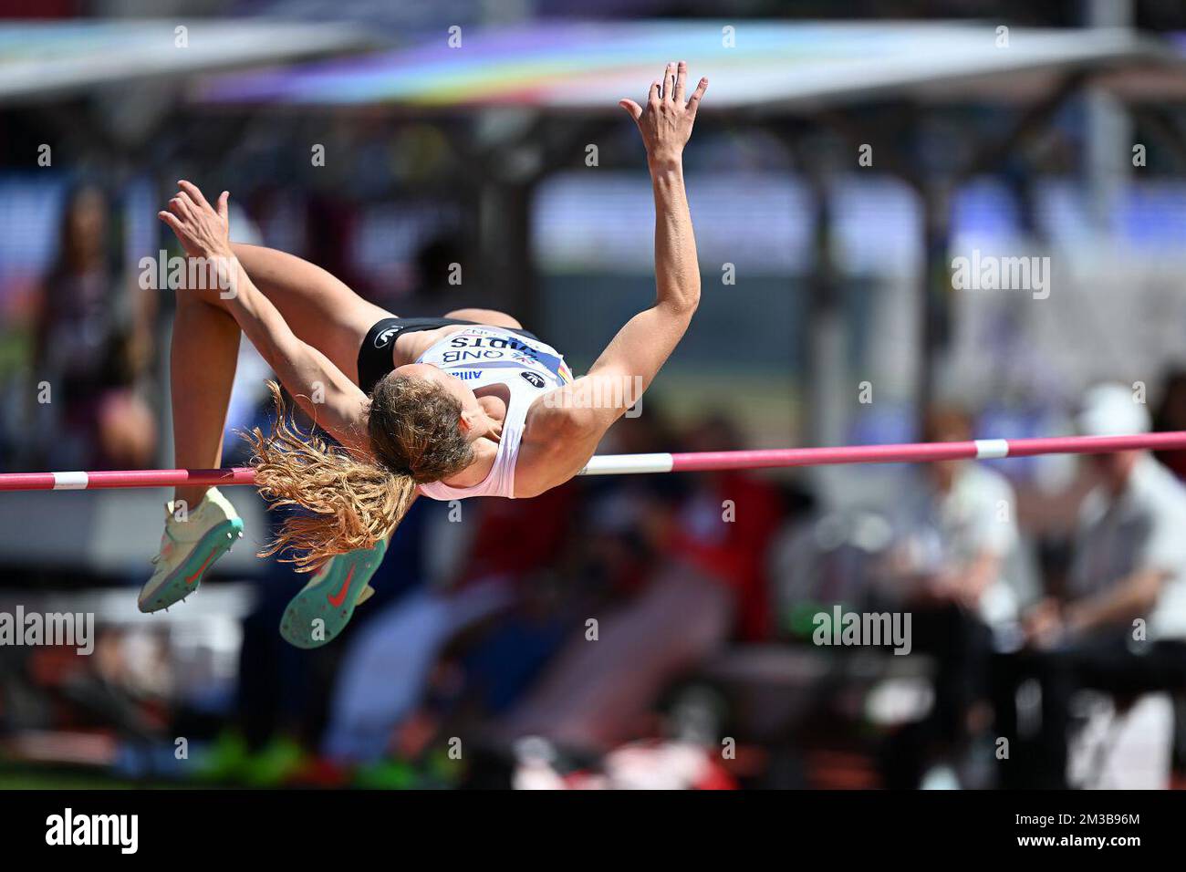Belgian Noor Vidts pictured in action during the high jump competition ...