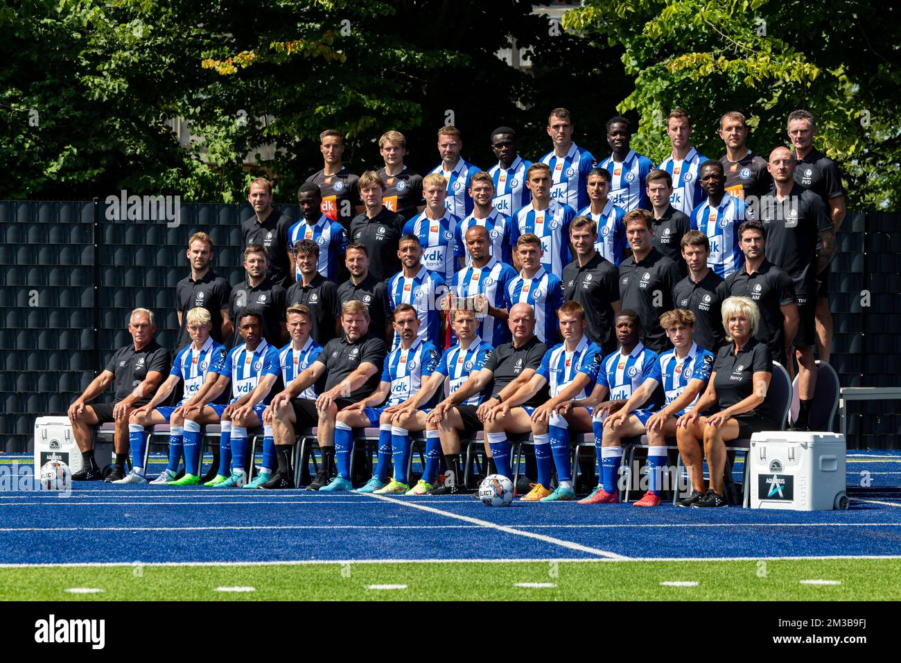 (top L-R), Gent's goalkeeper Louis Fortin, Gent's goalkeeper Celestin ...
