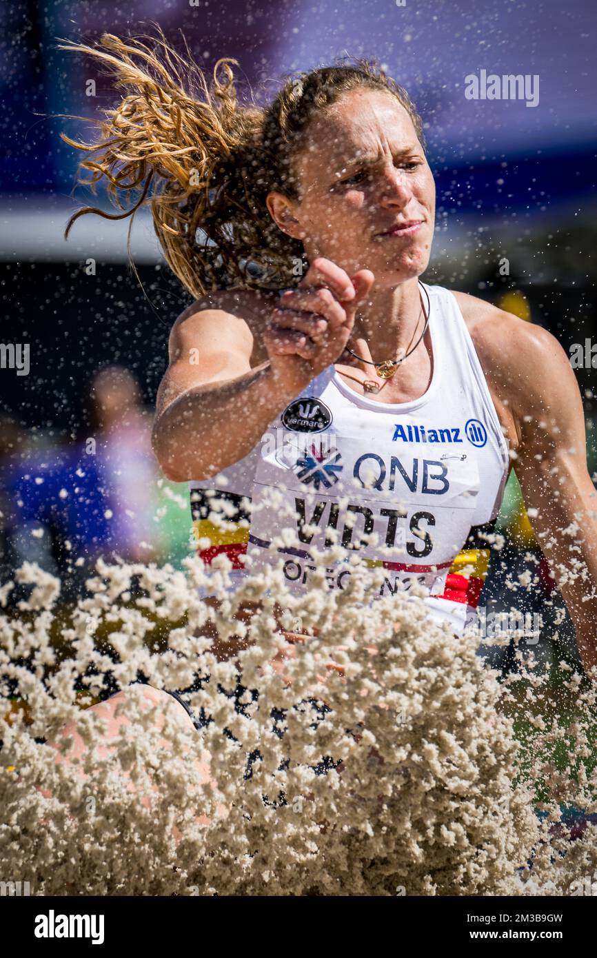 Belgian Noor Vidts pictured in action during the long jump competition ...