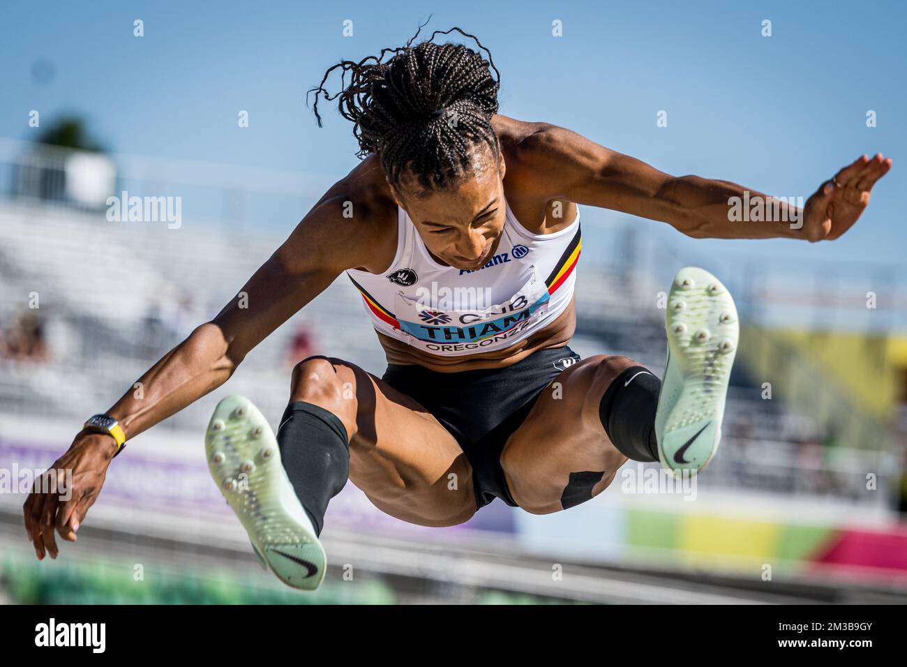 Belgian Nafissatou Nafi Thiam pictured in action during the long jump ...