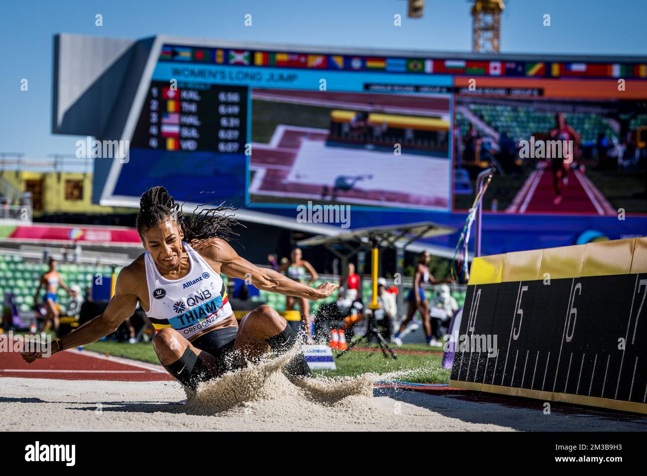 Belgian Nafissatou Nafi Thiam pictured in action during the long jump ...