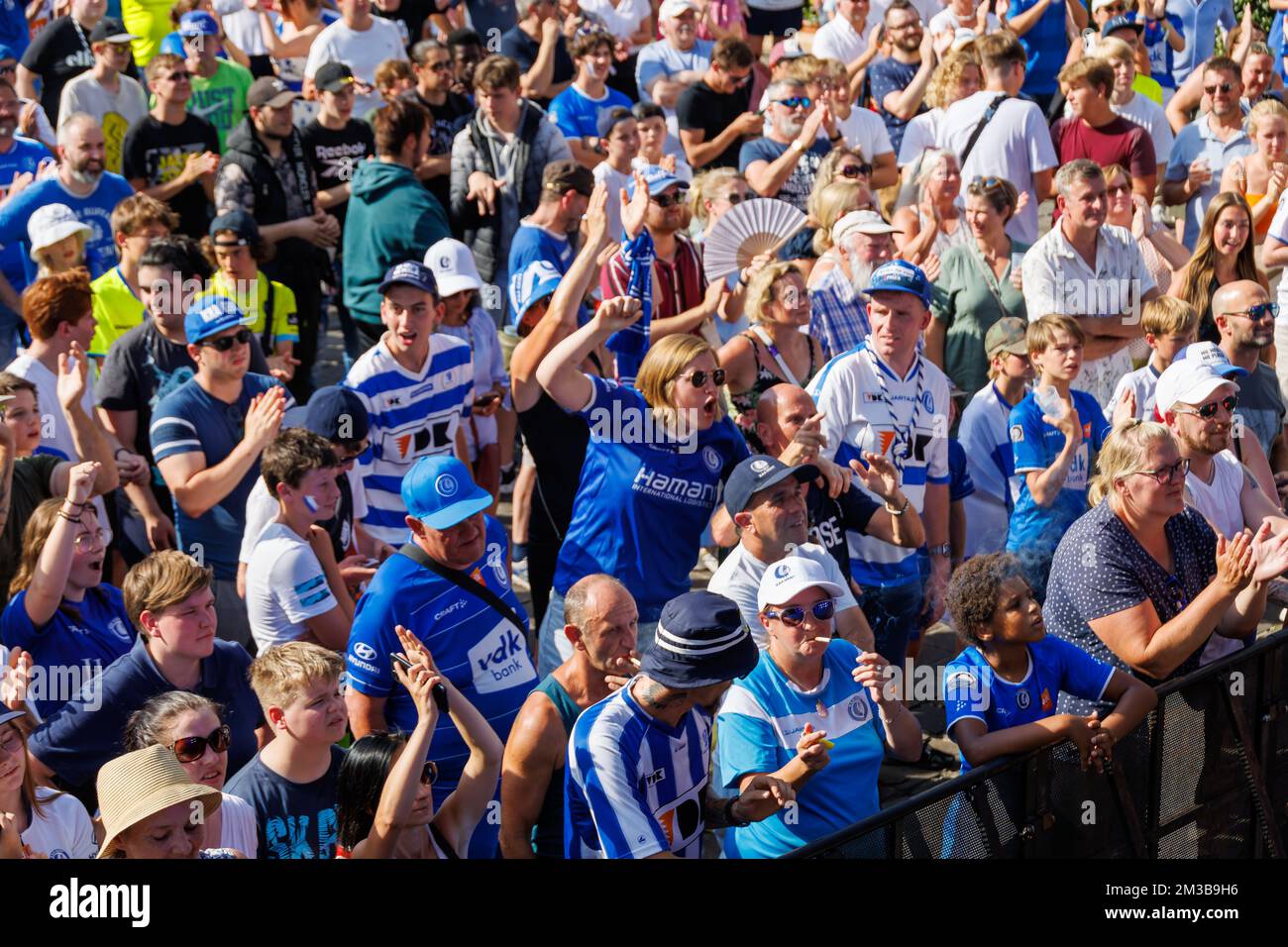 Gent's supporters pictured during the team presentation at the Gentse ...
