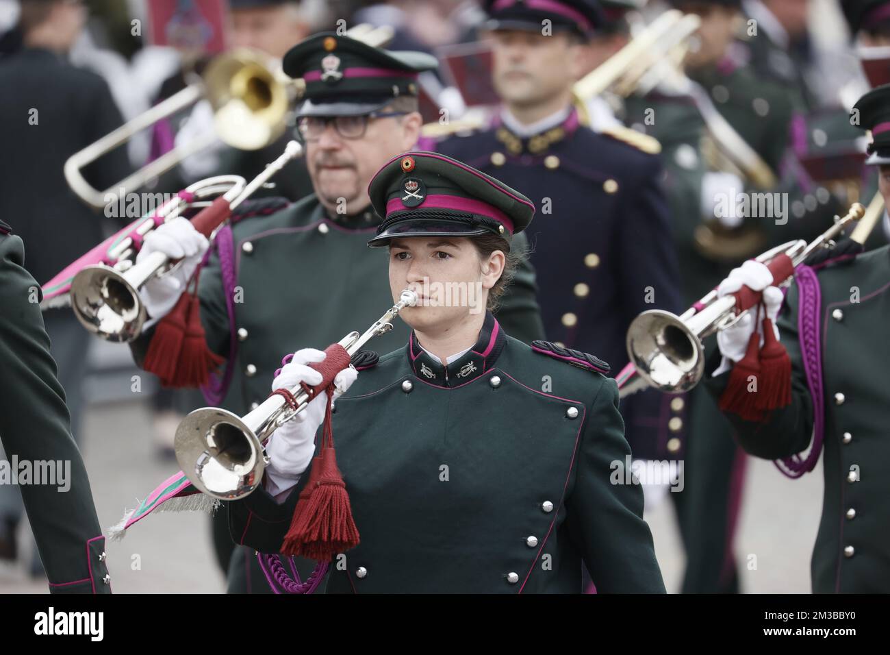 Illustration picture shows a marching band orchestra performing ahead ...