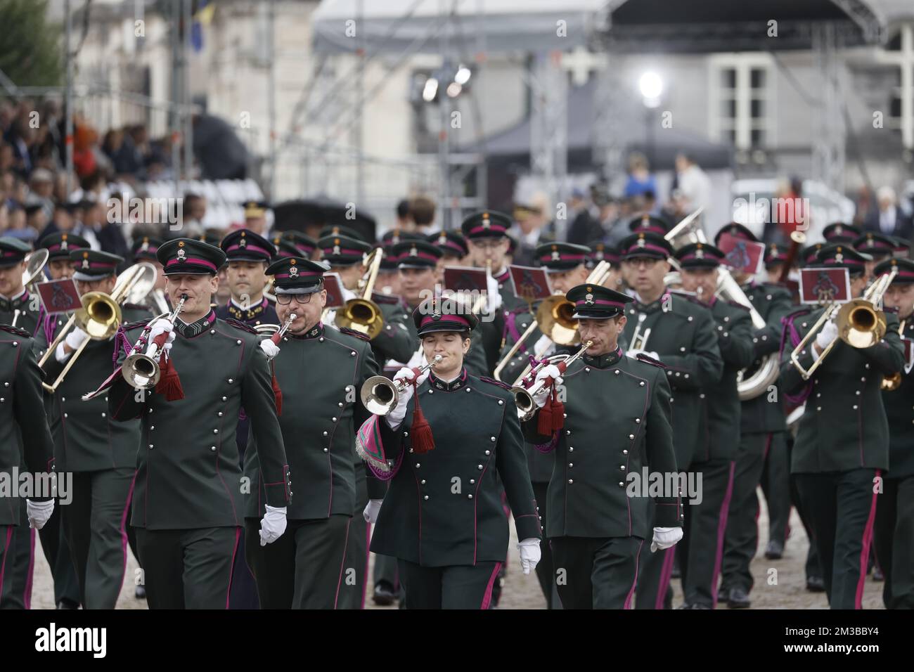 Illustration picture shows a marching band orchestra performing ahead ...