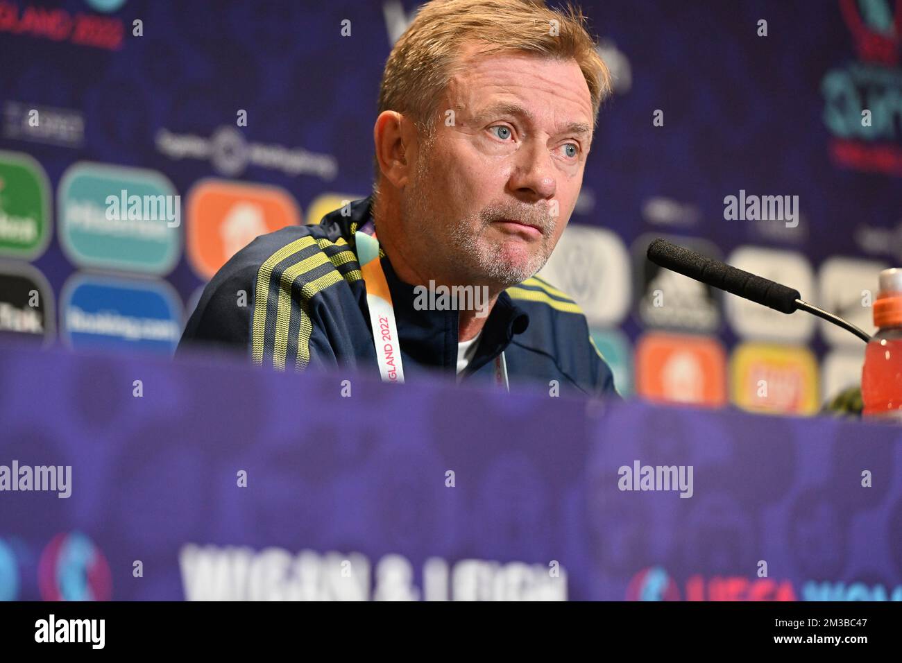 Swedens's head coach Peter Gerhardsson pictured during a press ...