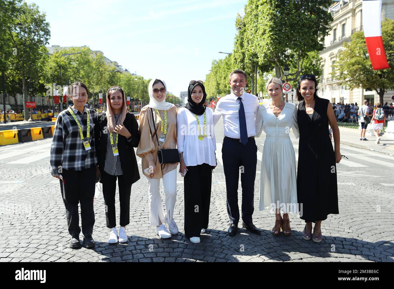 Eric Min, Zwift CEO, Marion Rousse, CEO of the women's Tour and Amina ...