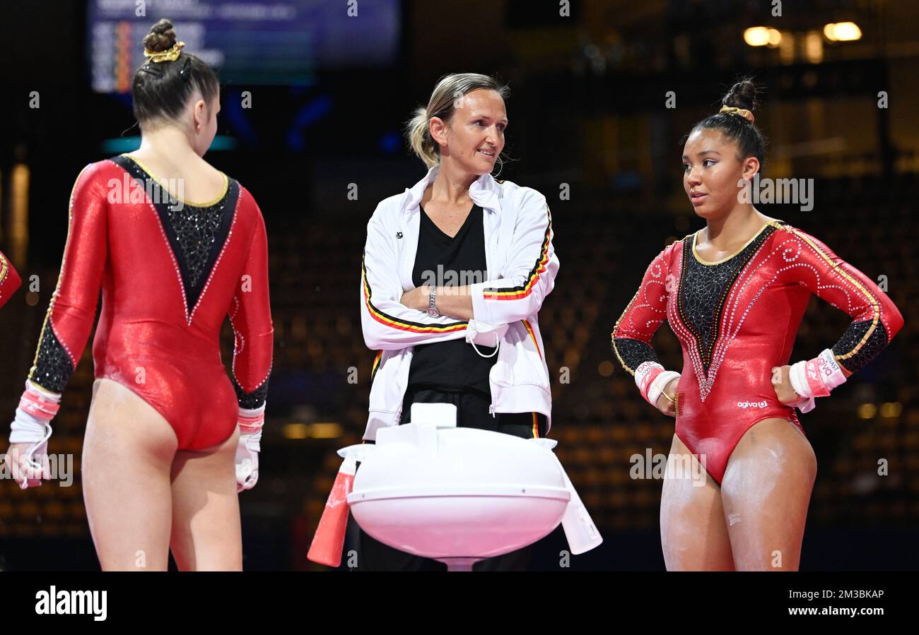 Belgian gymnast Fien Enghels, Belgian gymnastic coach Marjorie Heuls ...