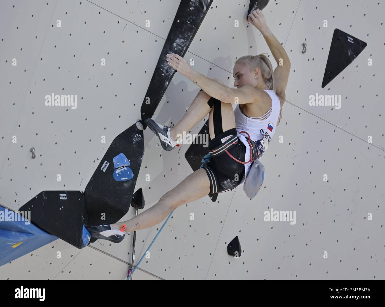 Slovenia Janja Garnbret pictured in action during the qualifications for the women's sport ...