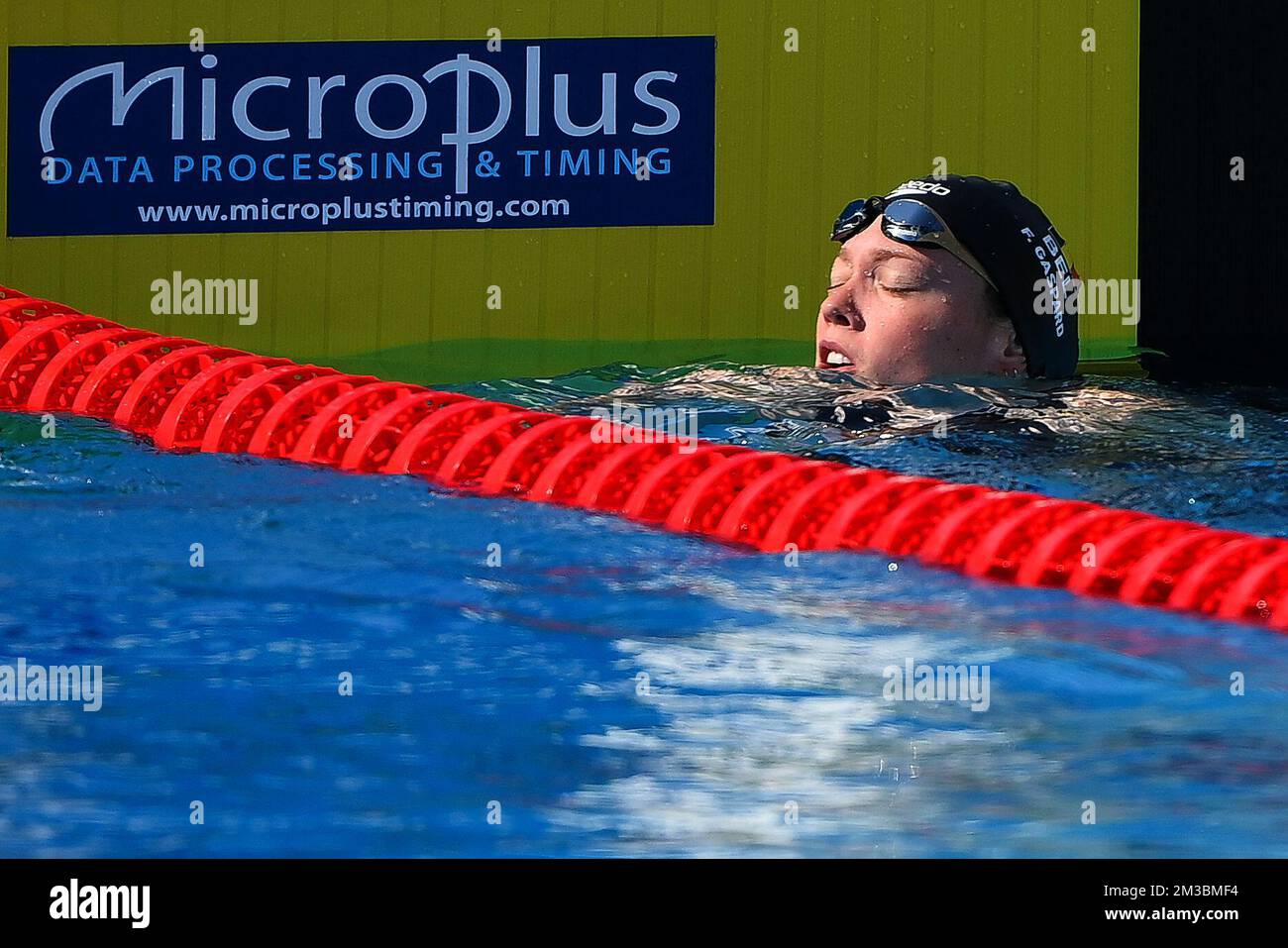 Belgian Florine Gaspard pictured in action during the women's 100m Breaststroke event at the ...