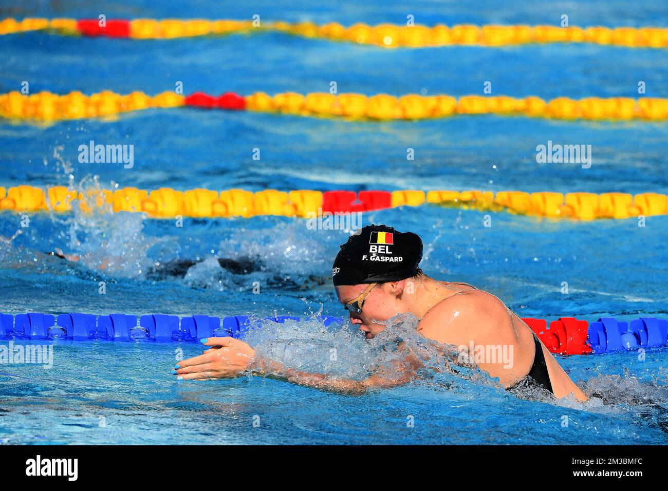 Belgian Florine Gaspard pictured in action during the women's 100m Breaststroke event at the ...