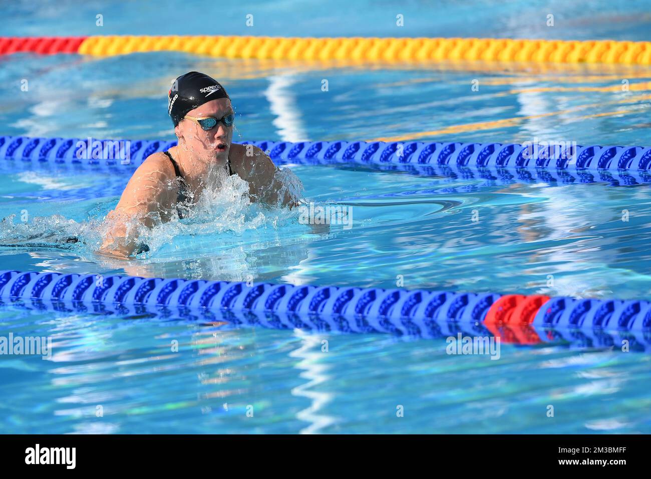Belgian Florine Gaspard pictured in action during the women's 100m Breaststroke event at the ...