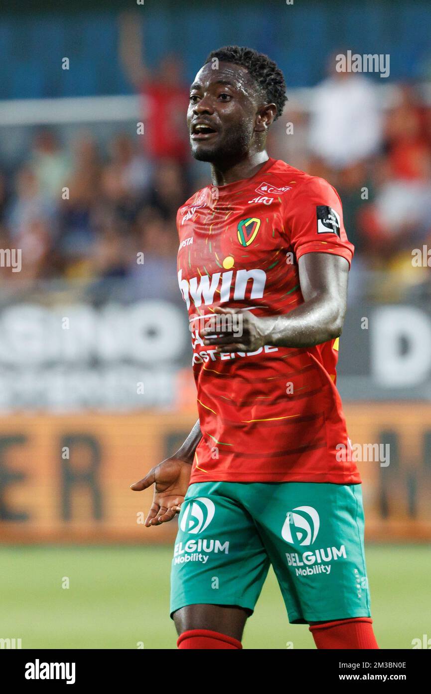 Oostende's David Atanga pictured during a soccer match between KV ...