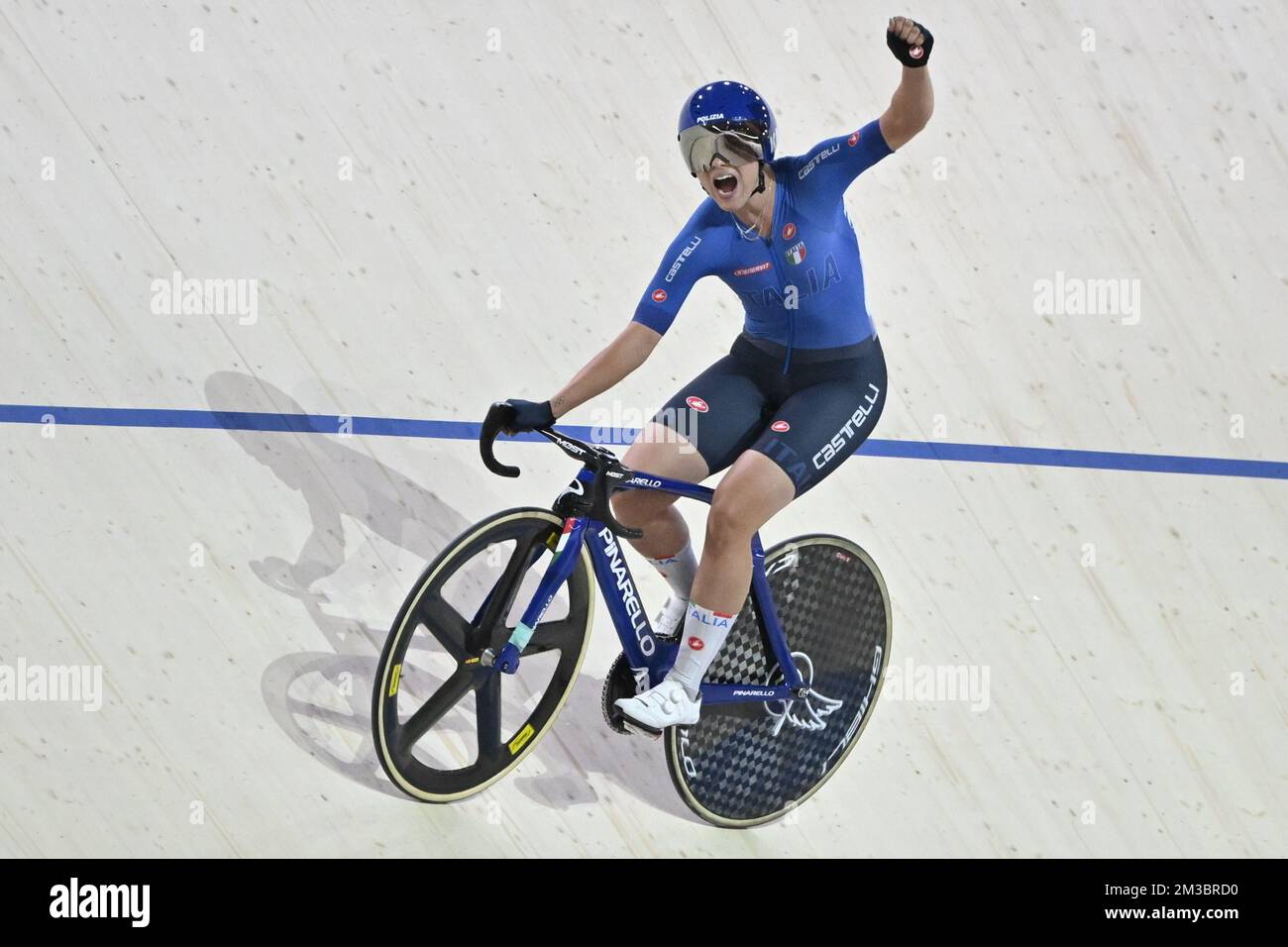 Italian Rachele Barbieri celebrates as she wins the general ranking ...