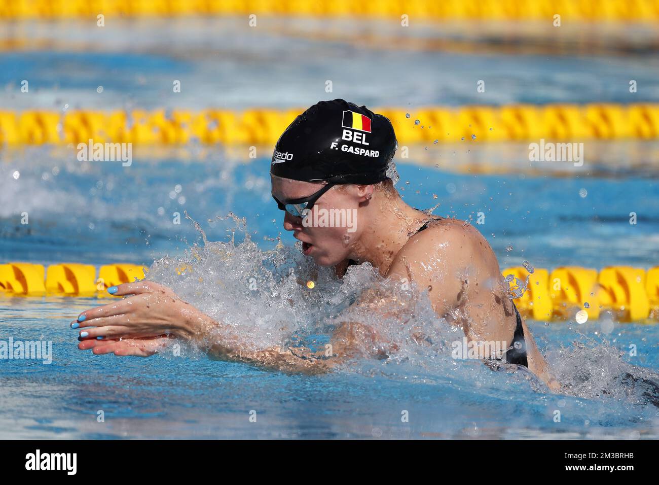 Belgian Florine Gaspard pictured in action during the women's 50m breaststroke at the swimming ...