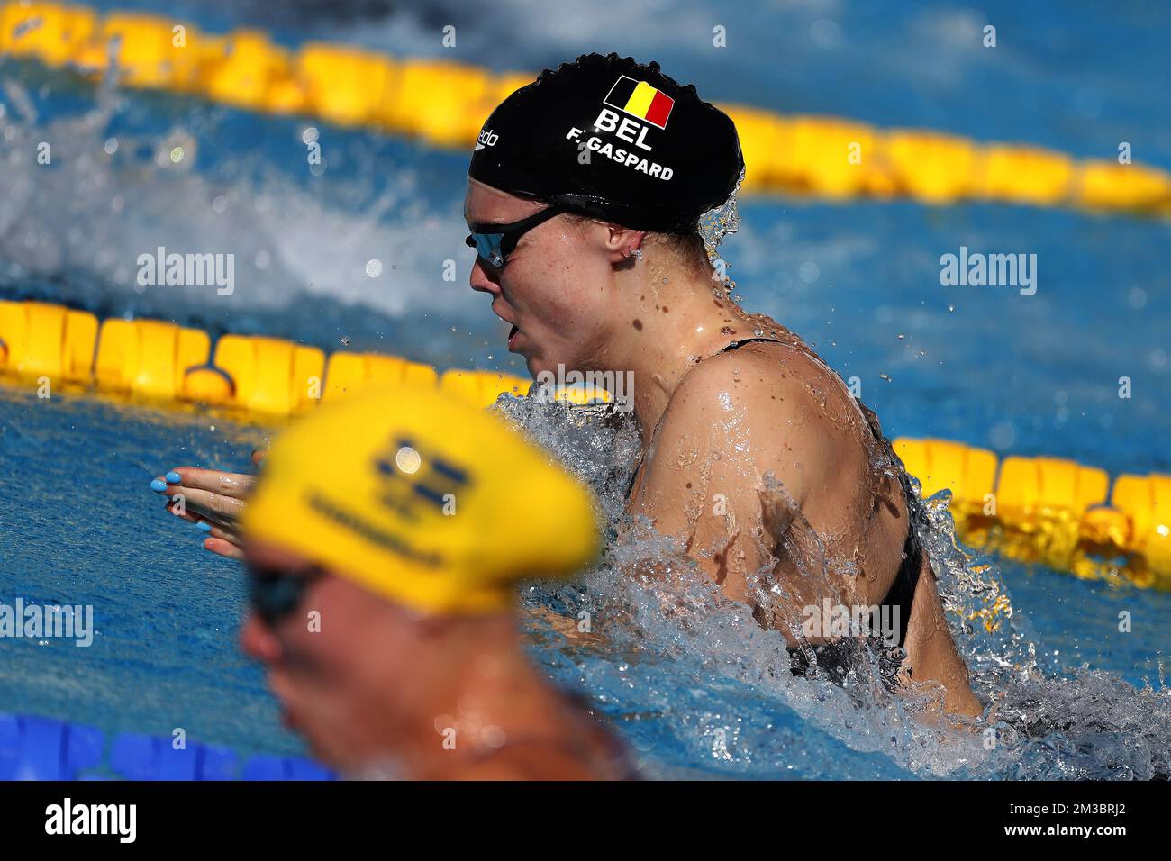 Belgian Florine Gaspard pictured in action during the women's 50m breaststroke at the swimming ...