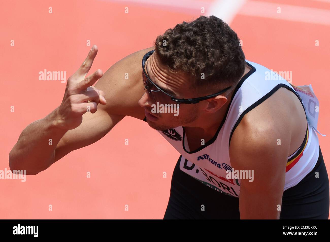 Belgian Dylan Borlee reacts as he qualified for the final after the ...