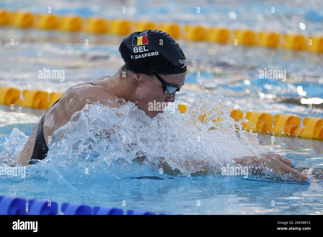 Belgian Florine Gaspard pictured in action at the women's 50m Breaststroke event during the ...