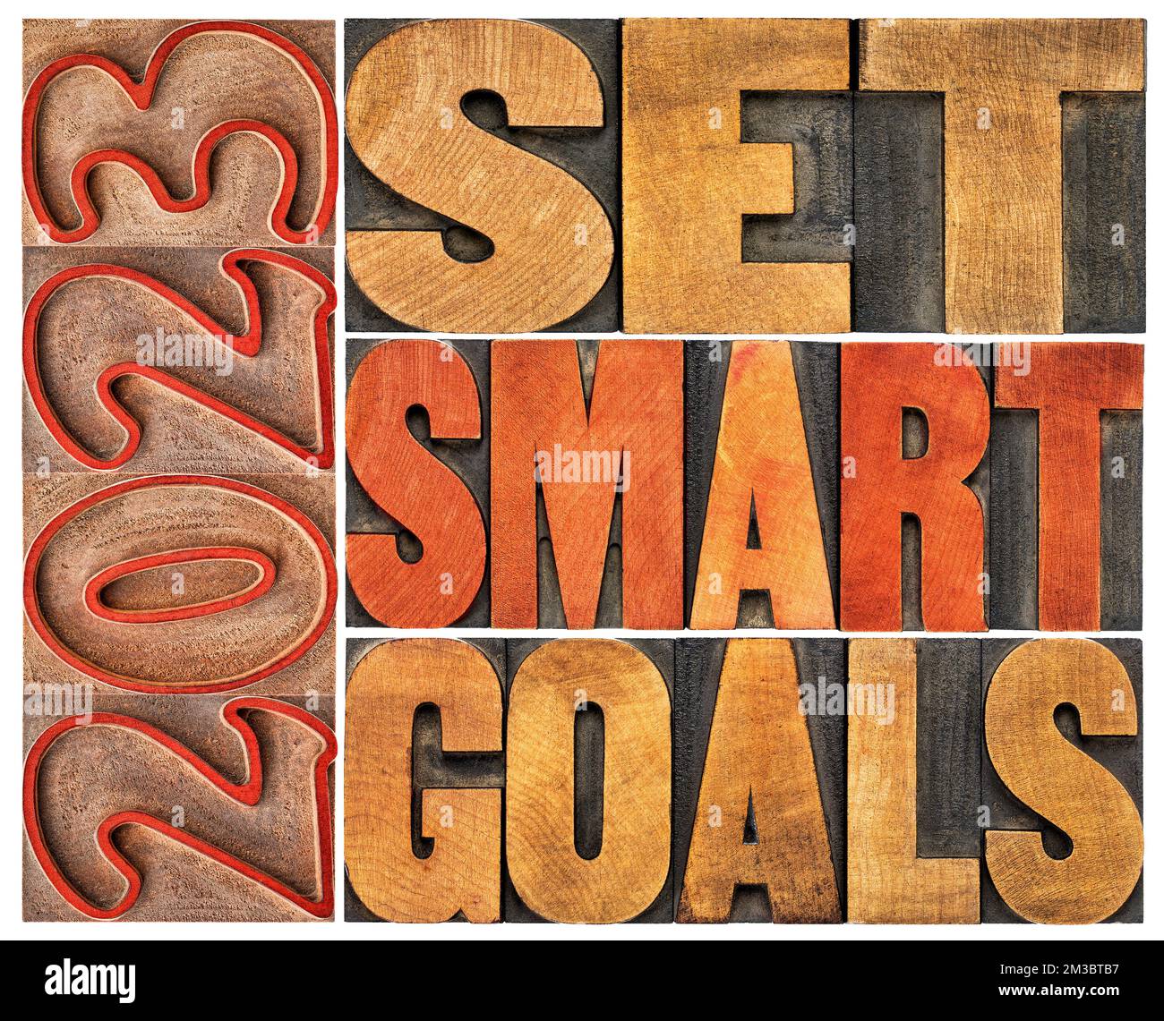 2023 set smart goals concept - isolated word abstract in vintage ...