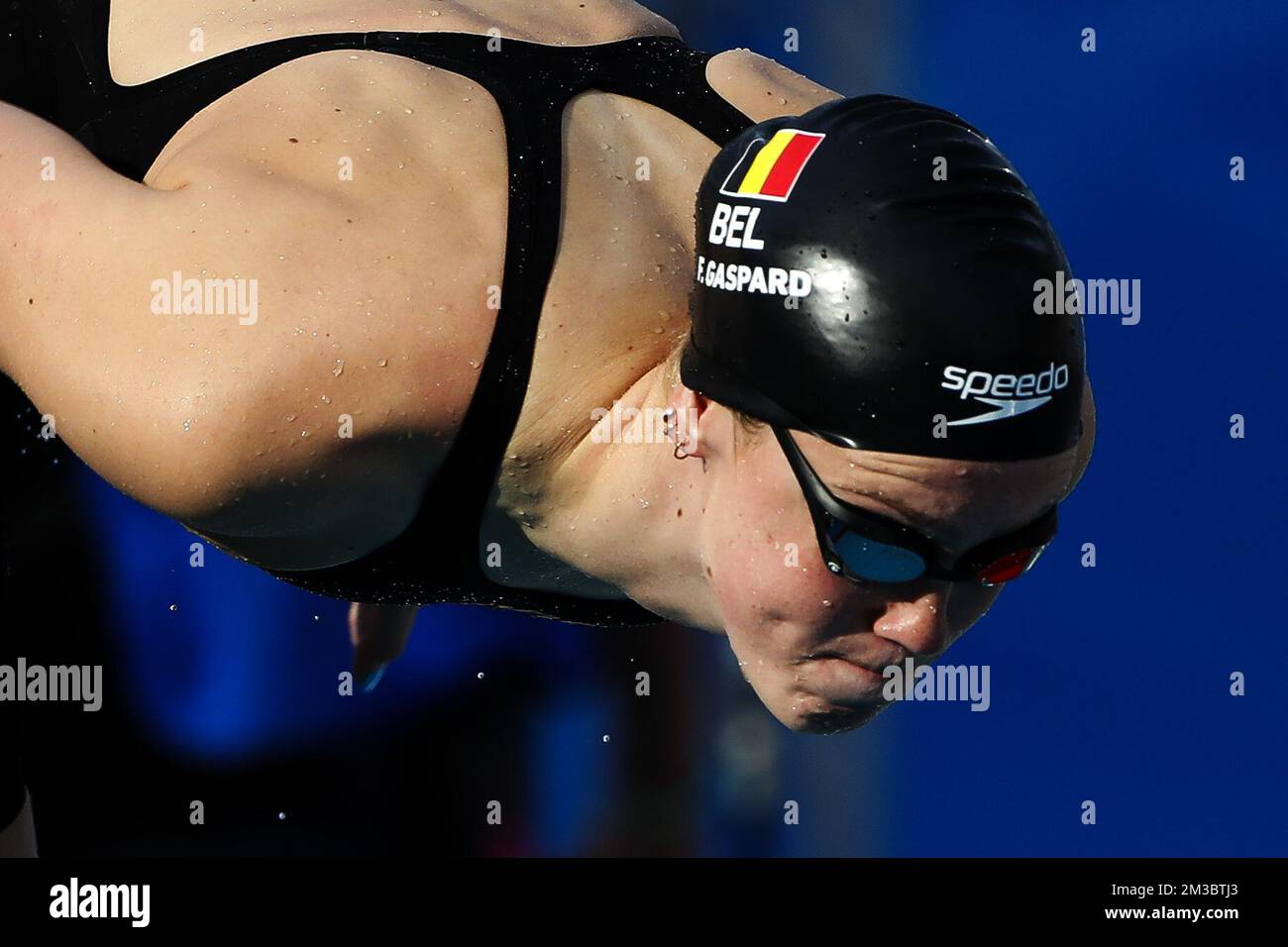 Belgian Florine Gaspard pictured in action during the women's 50m breaststroke final at the ...
