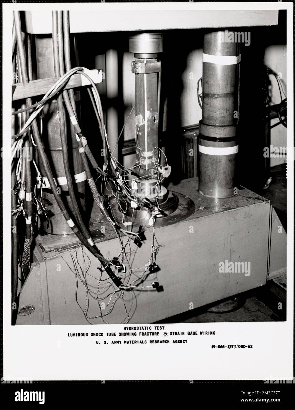 Hydrostatic test, luminous shock tub showing fracture & strain gage ...
