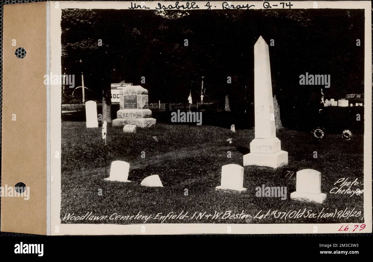 I. N. and W. Bestor, Woodlawn Cemetery, old section, lot 37, Enfield ...