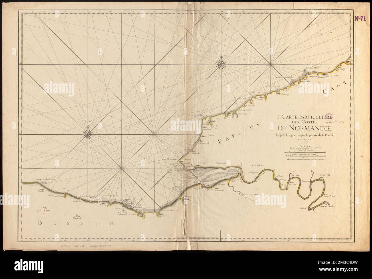 I. Carte particulière des costes de Normandie depuis Dieppe jusqu'à la ...