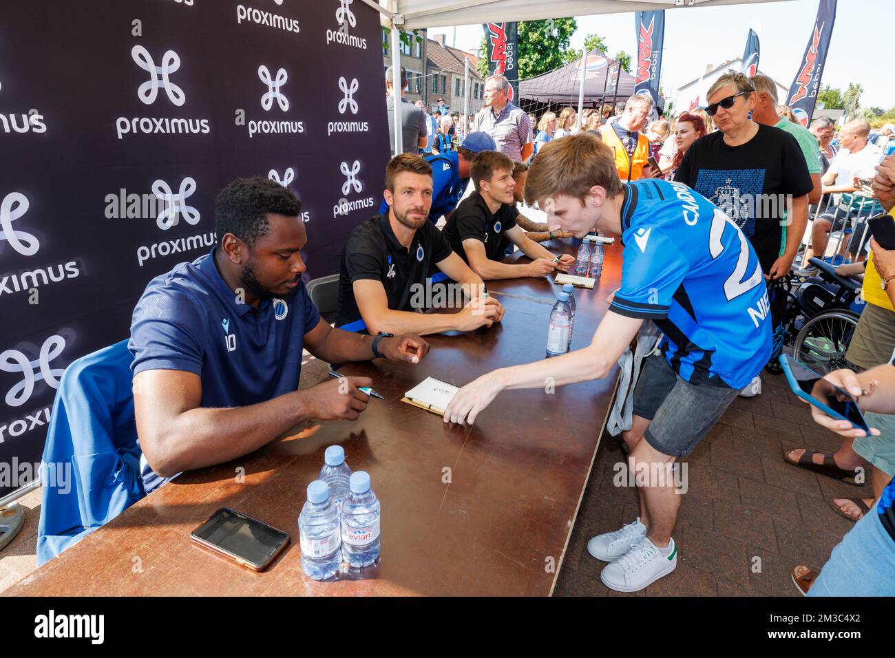 Club's Brandon Mechele and Club's Eduard Sobol pictured during the family day of Belgian soccer ...