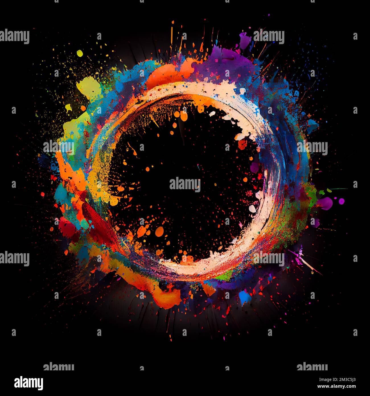 Colorfull paint circle splash isolated on black background. Colorfull ...