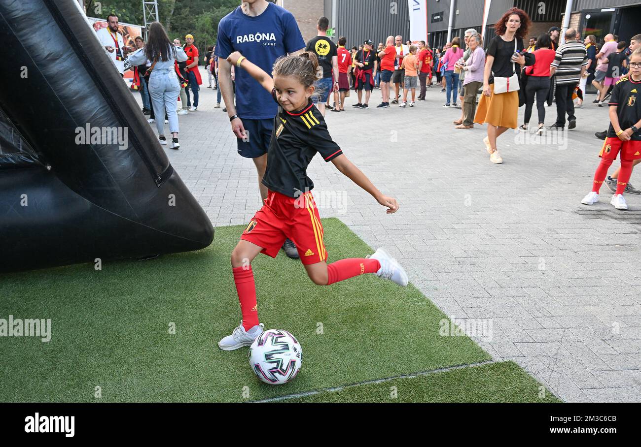 a young red flames fan pictured ahead of the match between Belgium's ...