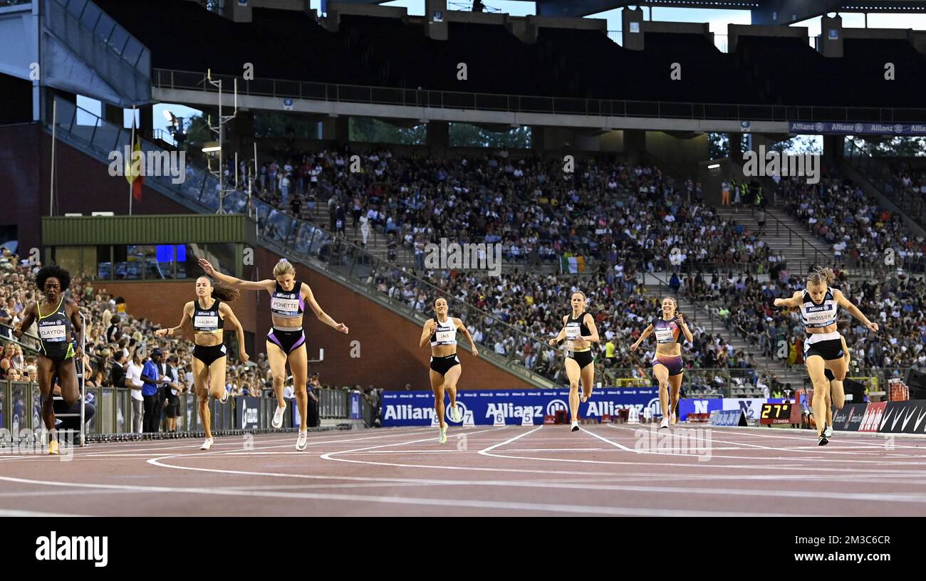 French Amandine Brossier (R) wins the women's 400m race ahead of ...