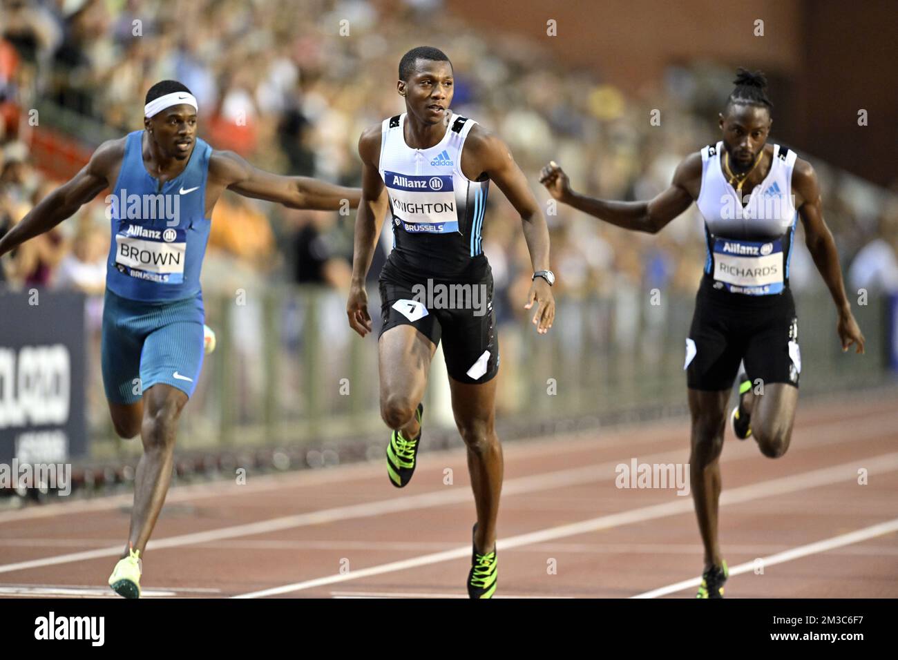 Canadian Aaron Brown, US Erriyon Knighton and US Sha'Carri Richardson ...