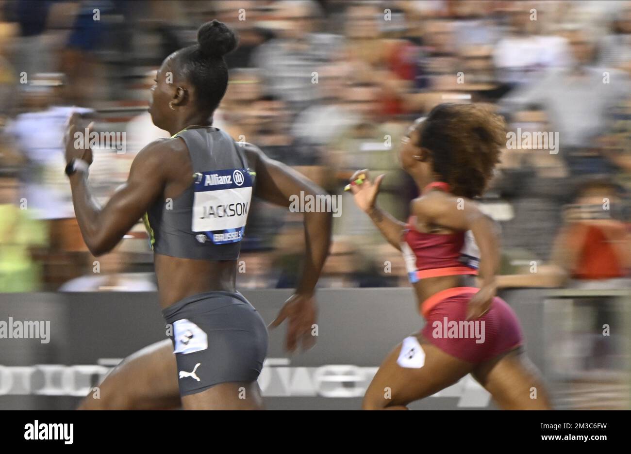 Jamaican Shericka Jackson and Jamaican Shelly-Ann Fraser-Pryce pictured ...