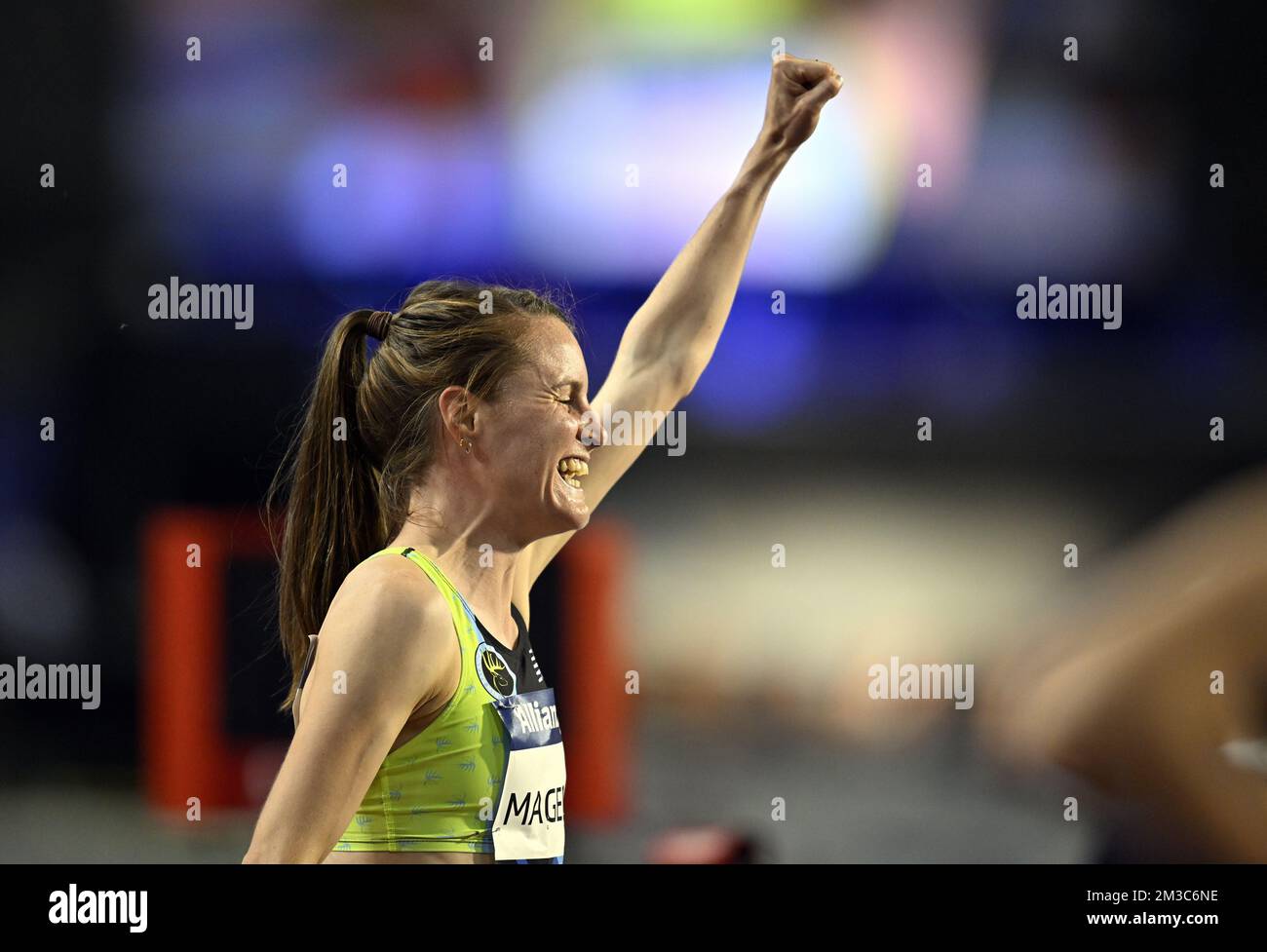 Irish Ciara Mageean celebrates after winning the women's 1500m, at the ...