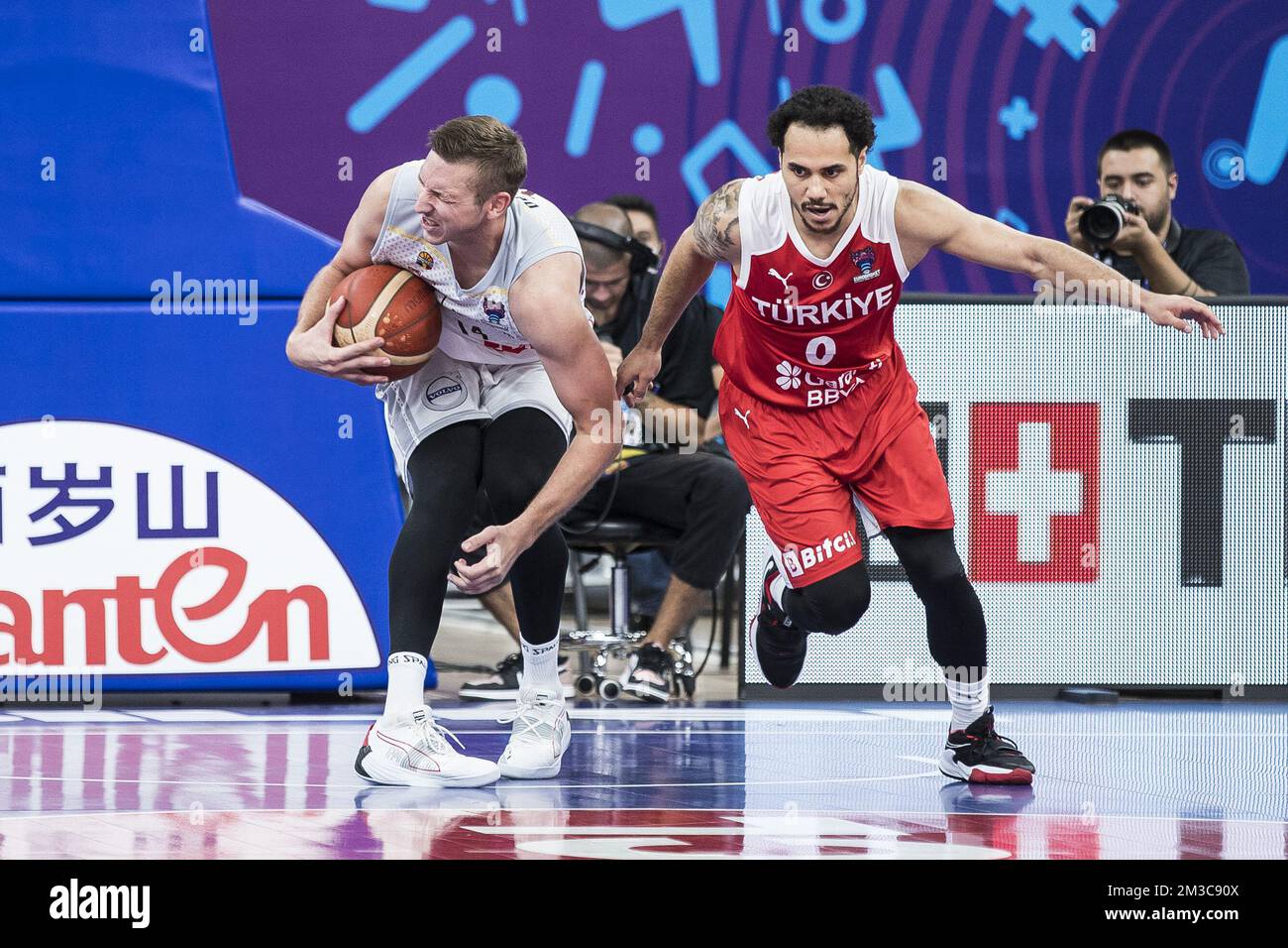 Shane Larkin of Turkey and Maxime De Zeeuw of Belgium pictured in ...