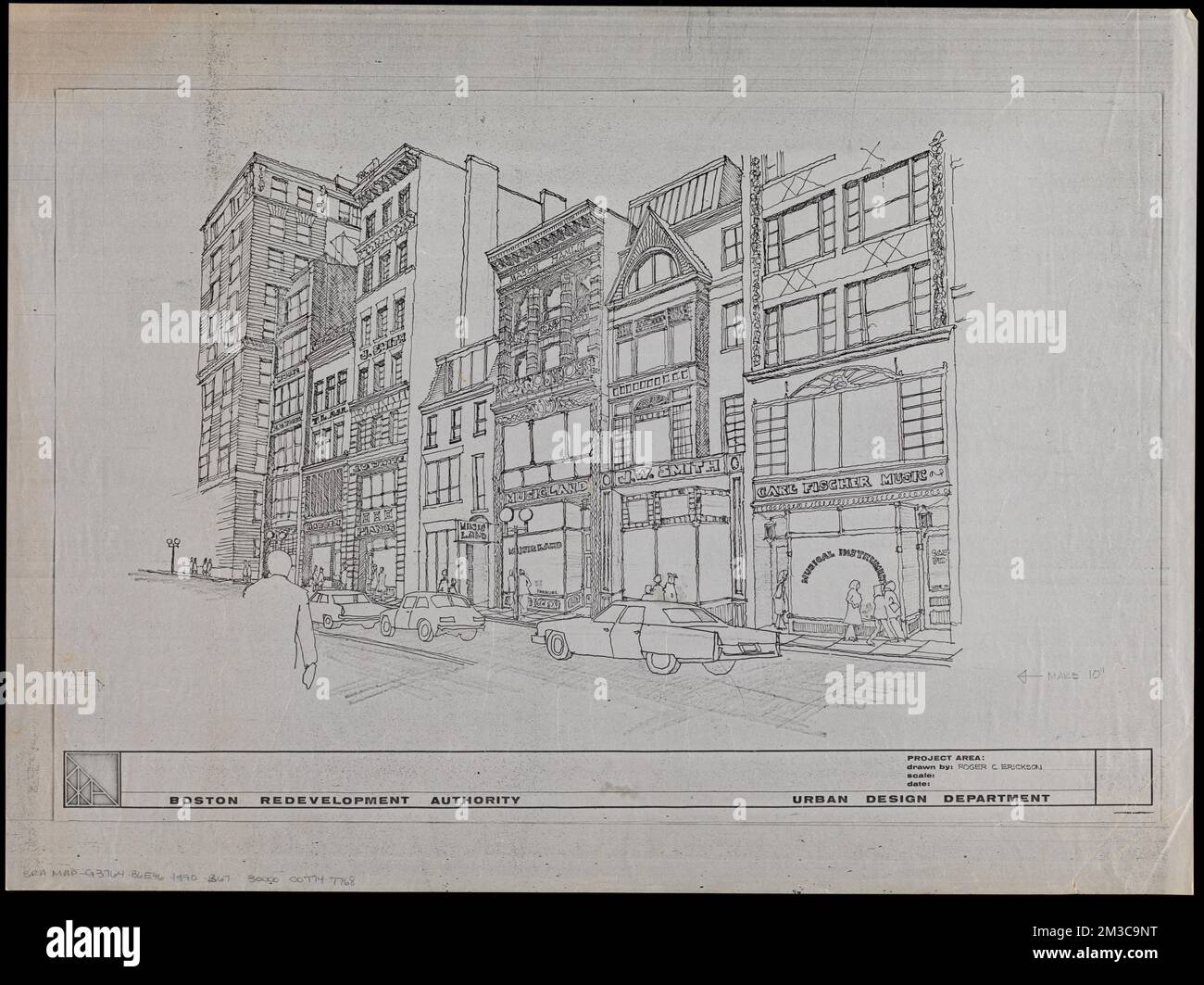 Illustration of the south side of Boylston Street between Clarendon and ...