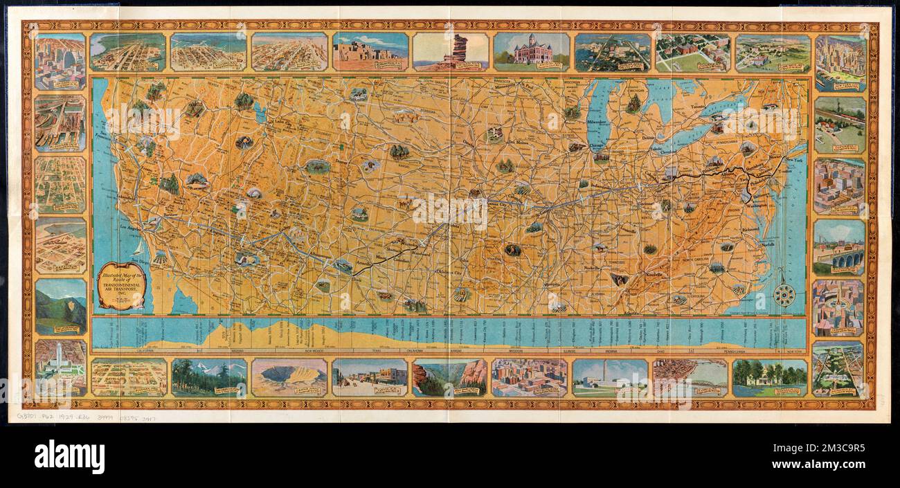 Illustrated map of the route of Transcontinental Air Transport, Inc ...