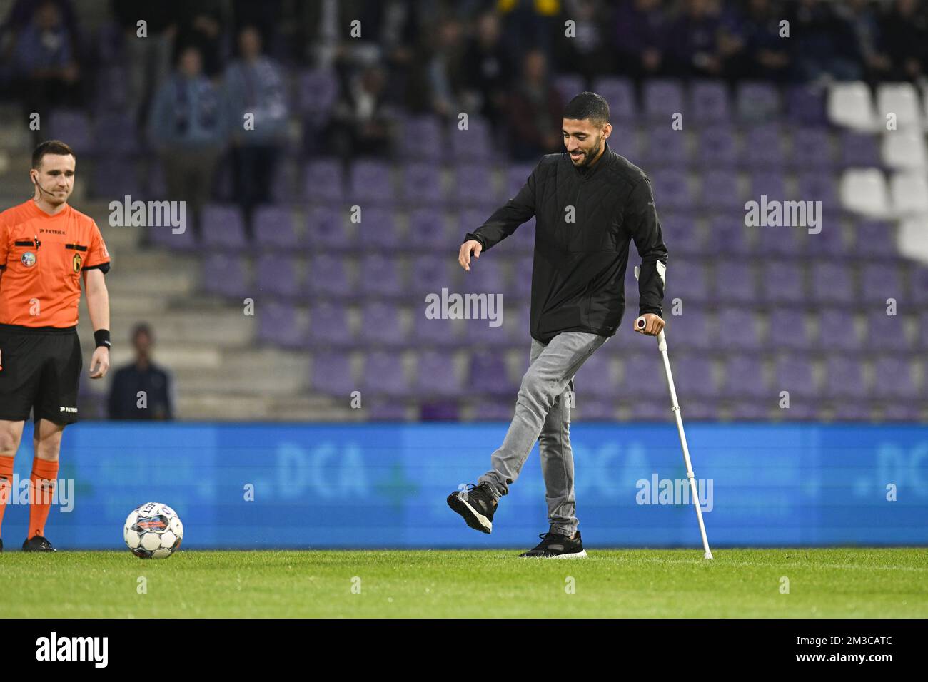 Beerschot's former player Tarik Tissoudali is guest of honour at a ...