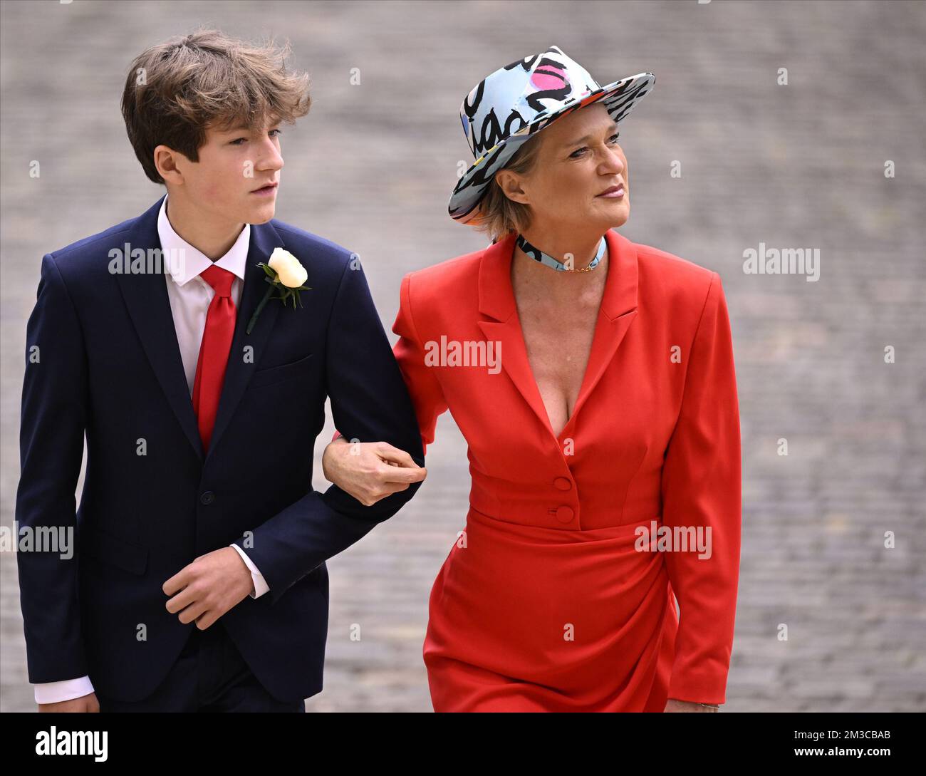 Princess Delphine and her son Oscar O'Hare pictured arriving for the ...
