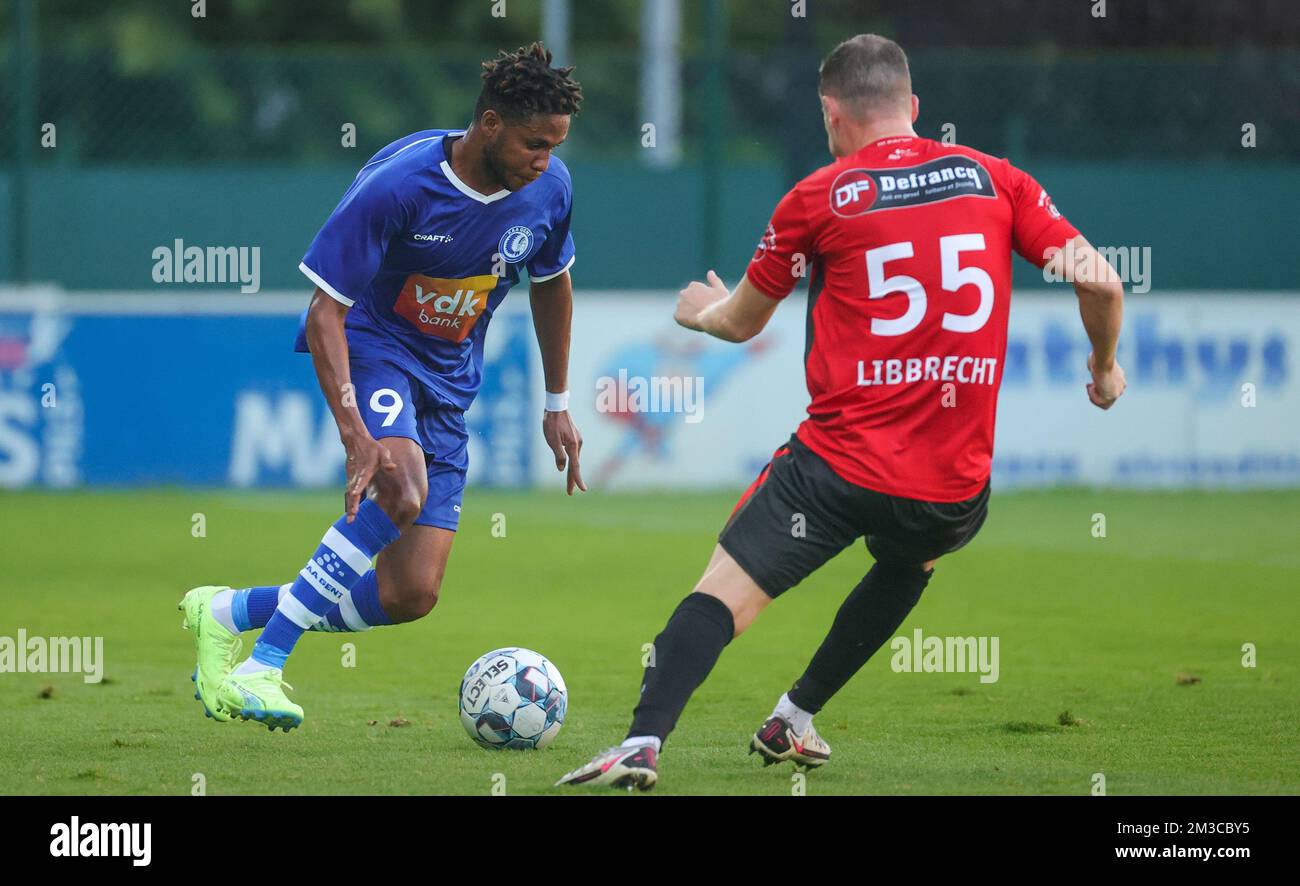 KAA GENT JONG' Goodluck Igbokwe Chuckwudi fights for the ball during a game between Jong Gent ...