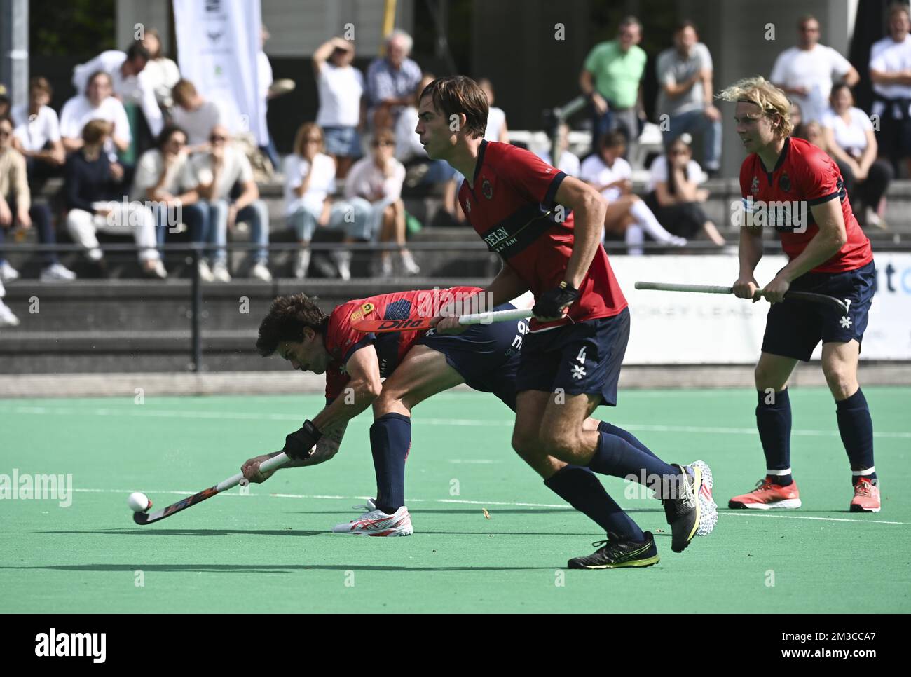Dragons' Blake Govers and scoring during a hockey game between KHC ...