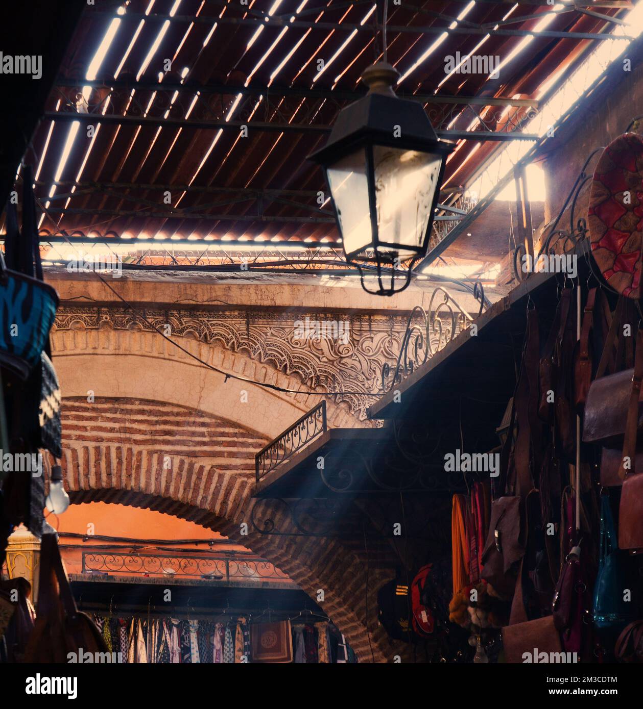 Moroccan souk market with spices lamps. Arab middle eastern market ...