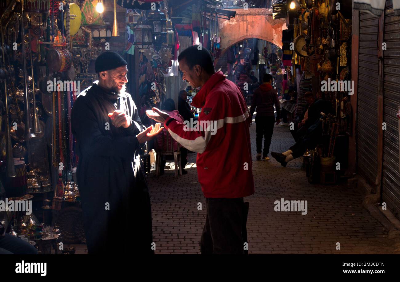 Moroccan souk market with spices lamps. Arab middle eastern market ...