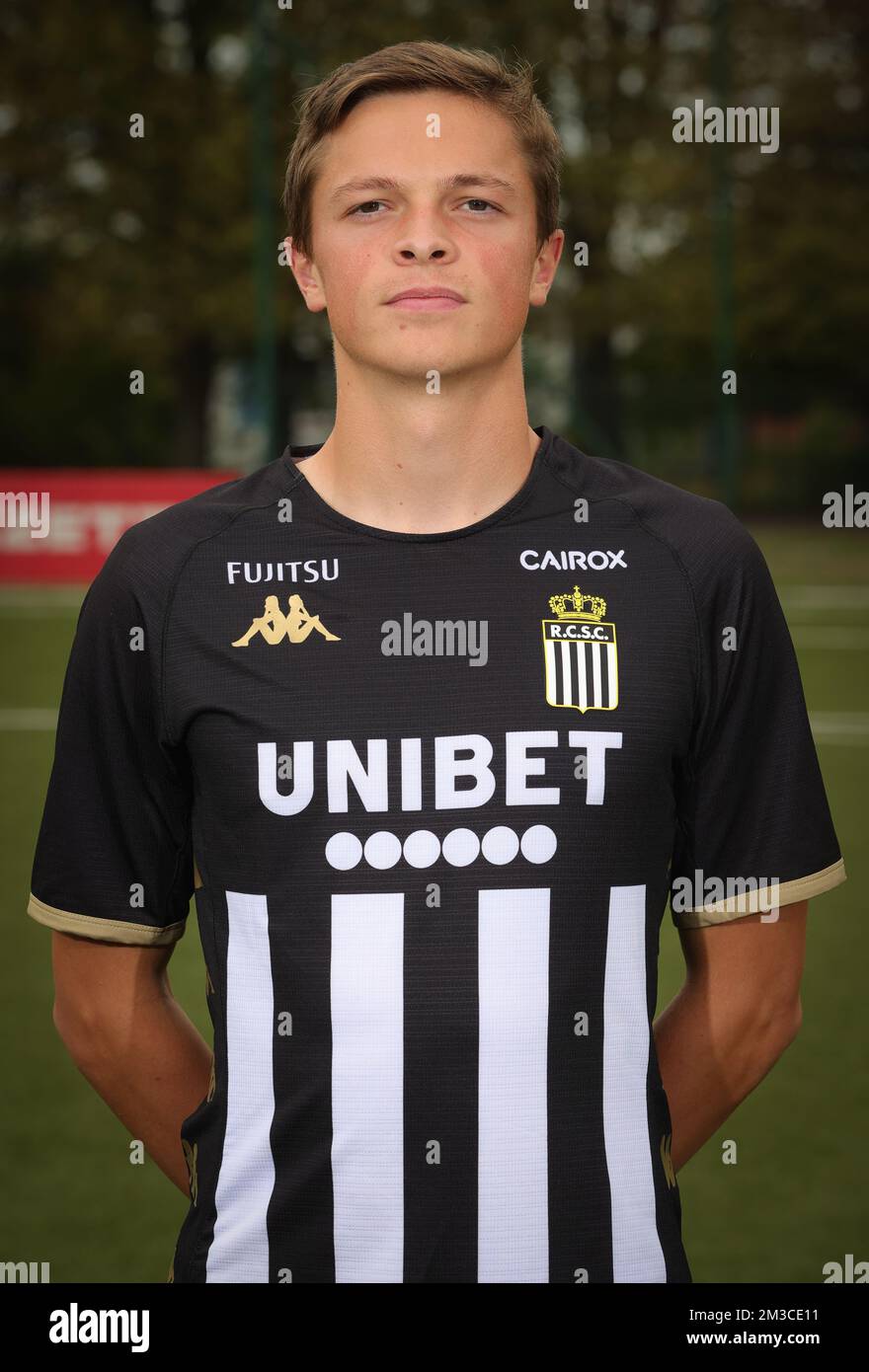 Charleroi's Ernest de Neve poses for a team picture, at the 2022-2023 ...