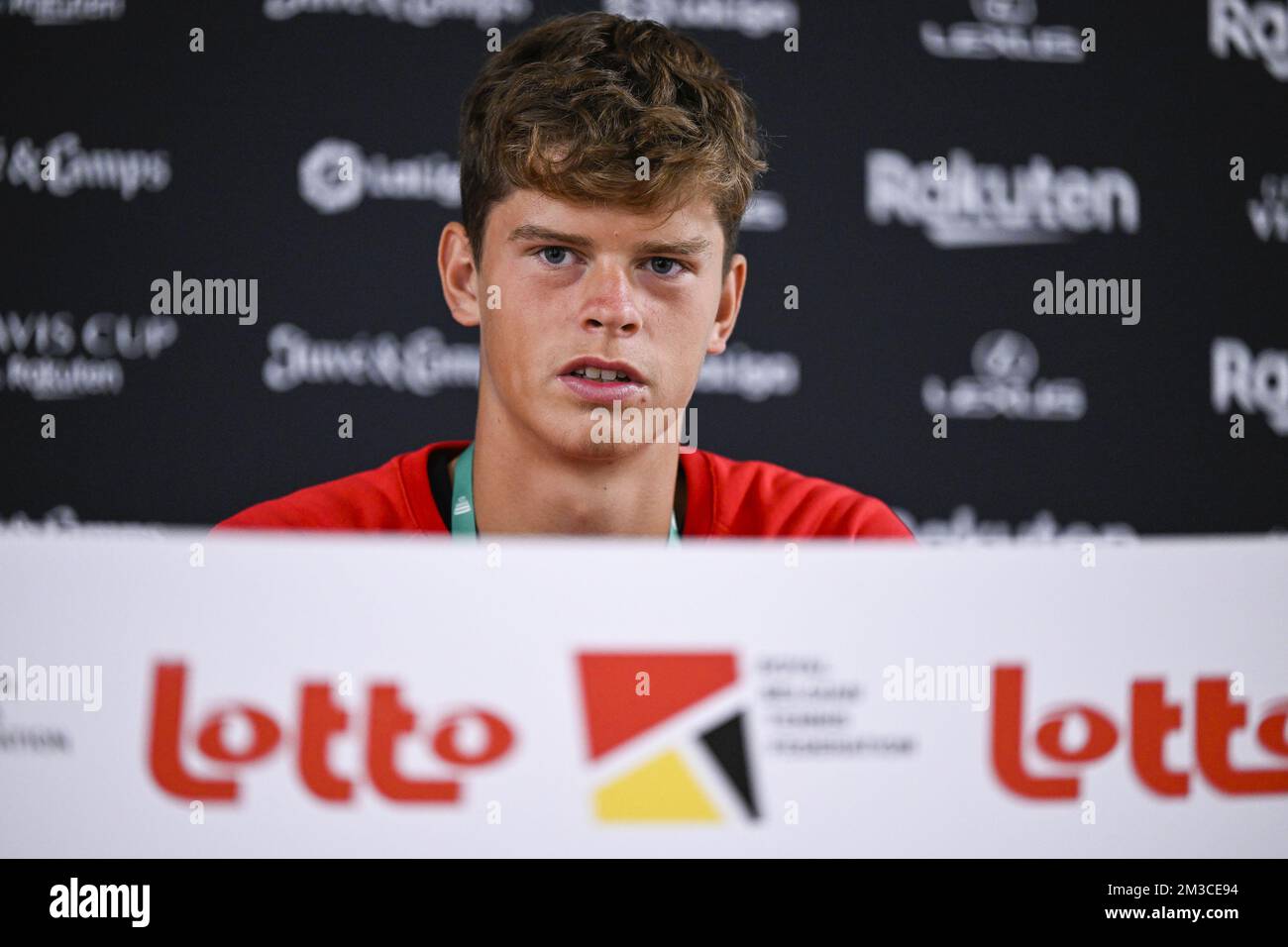 Belgian junior Alexander Blockx pictured during a press conference of ...