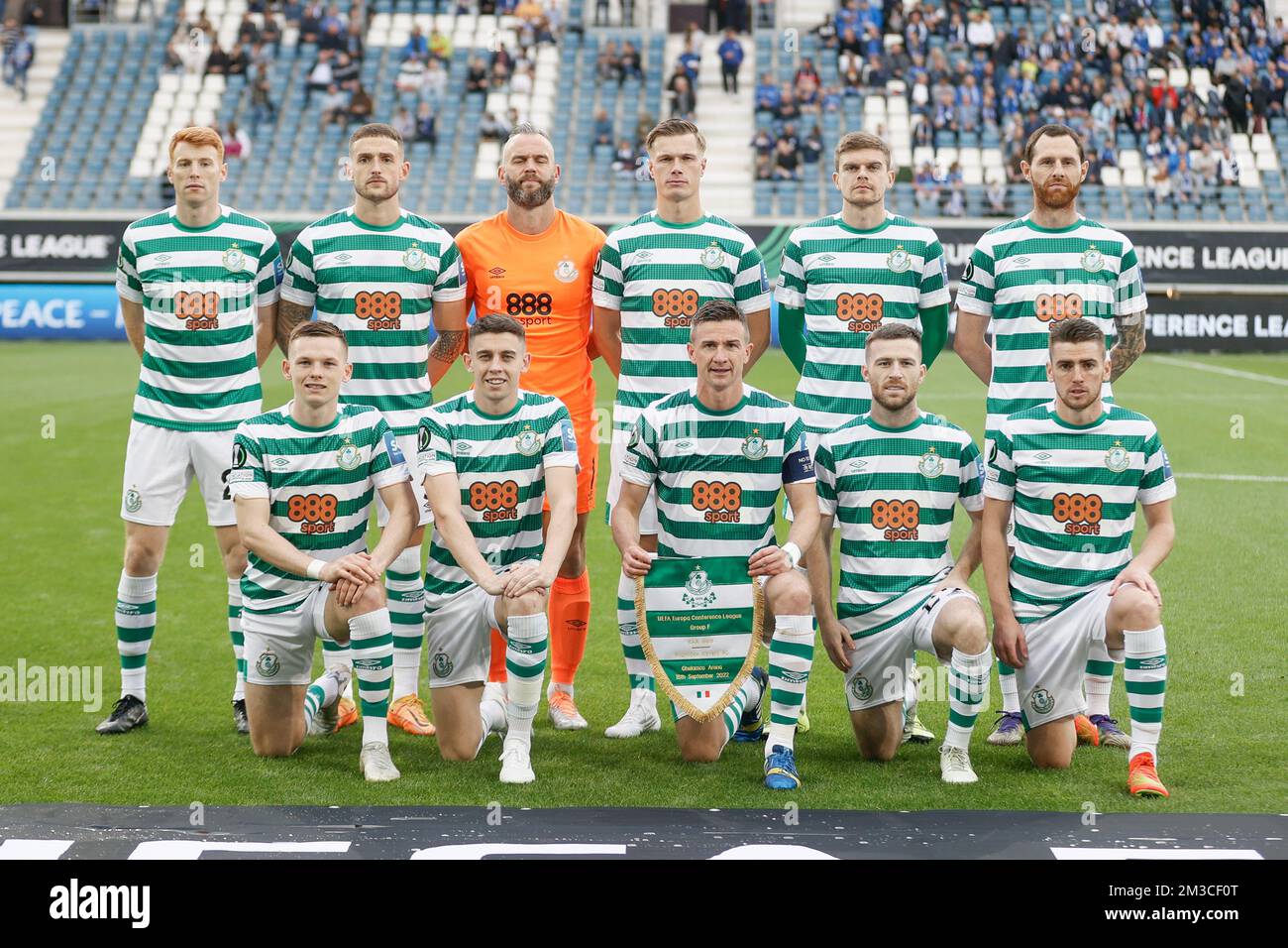 Shamrock's players pictured at the start of a soccer match between ...